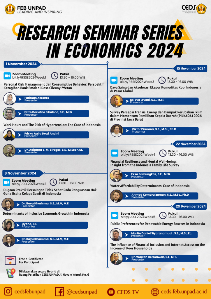 Research Seminar Series in Economics 2024 - CEDS UNPAD